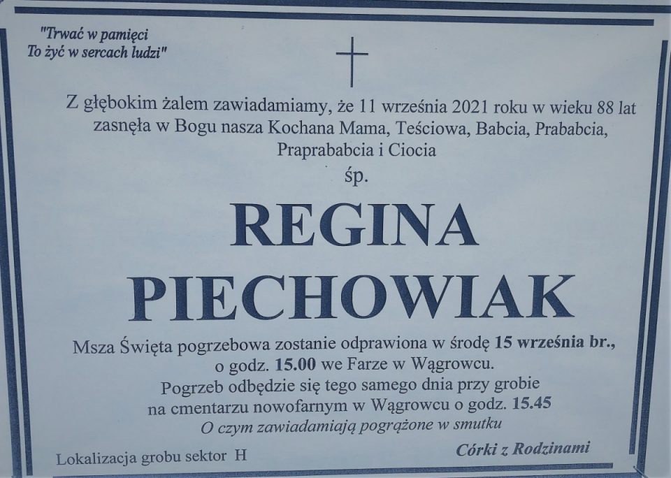 OSTATNIE POŻEGNANIE: Odeszli od nas Stefan Gola, Regina Piechowiak ...