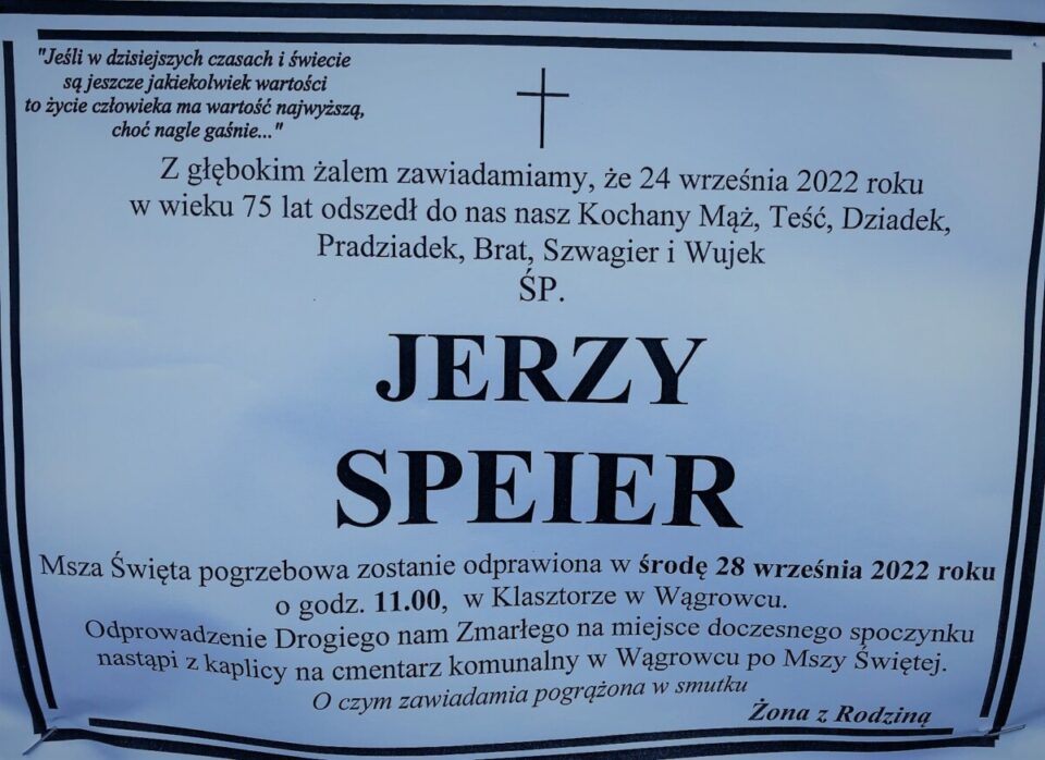 OSTATNIE POŻEGNANIE: Odeszli od nas Jerzy Speier, Teresa Jezierska ...