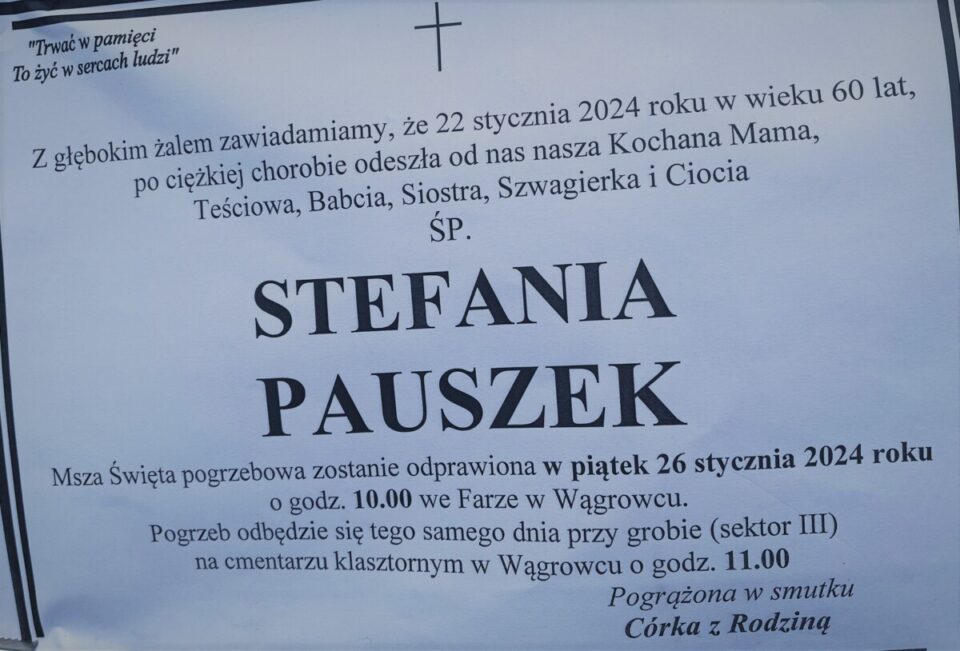 OSTATNIE POŻEGNANIE: Odeszli od nas Stefania Pauszek, Adam Ryński ...