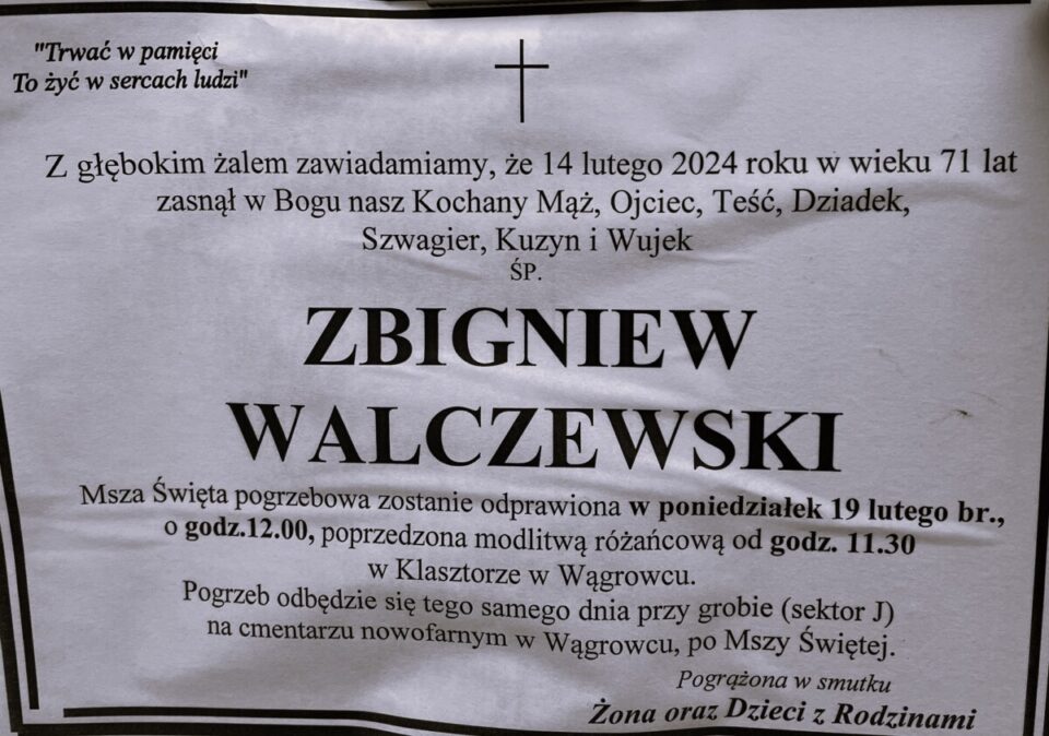 OSTATNIE POŻEGNANIE: Odeszli od nas Maria Nowak, Zbigniew Walczewski ...