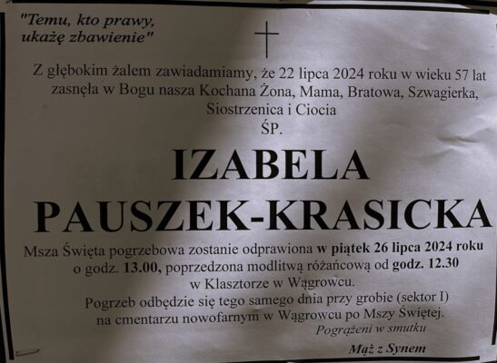 OSTATNIE POŻEGNANIE: Odeszli od nas Izabela Pauszek-Krasicka, Jacek ...